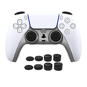 PS Five Controller Accessories, AKNES Customized Face Plates Replacement for PS Five Wireless Controller Accessories Decoration Shells Clip Cover DIY with 8PCS Thumb Stick Grips (Charcoal)'