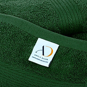 Ample Decor Hand Towels 18 X 28 Inch 600 GSM 100% Cotton, Premium Soft Absorbent - 2 Pcs - Green
