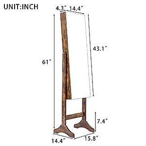 Yone jx je Jewelry Display Stands,LED Light Jewelry Cabinet Armoire,Standing Mirror Makeup Lockable Large Storage Organizer w/Drawers,For Living Room Or Bedroom (Antique)