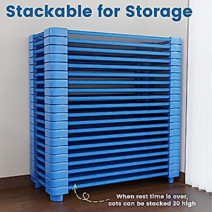 ECR4Kids Stackable Kiddie Cot, Standard Size, Classroom Furniture, Blue, 5-Pack