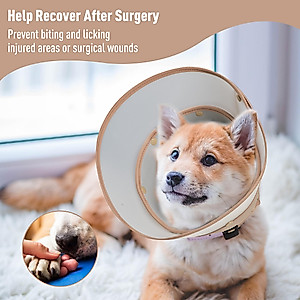 Fuz Bigaza Soft Dog Cone Collar for Large Medium Small Dogs After Surgery, Adjustable Pet Recovery E-Collar, Elizabethan Collar for Dogs and Cats, Tan Large