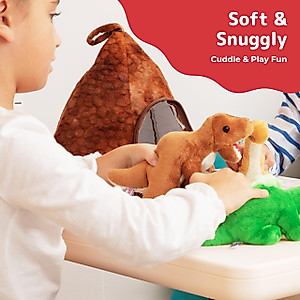 PREXTEX Dinosaur Volcano Plush Toy - Volcano with 5 Dino Plush Set - Dinosaur Toy for Kids - Plush Volcano Zippers 5 Little Dino Stuffed Animals - A Must Have Gift for Dino Lovers