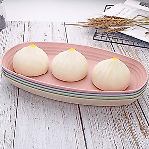 Hemoton Food Platter Plate Fish Steak Meat Vegetables Serving Shatter Resistant Wheat Straw Dish Colorful Buffet Plate for Home Kitchen Restaurant Random Color