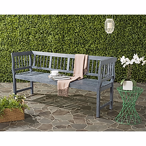 Safavieh PAT6732B Outdoor Collection Brentwood Bench, Ash Grey