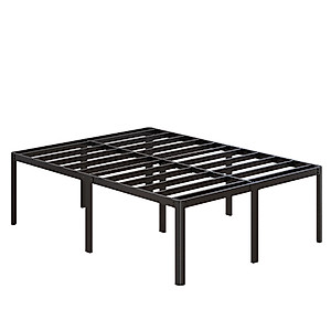 Likelalaso 24 Inch High Queen Bed Frame with Rounded Corner, Heavy Duty Metal Bed Frame Queen Size Under-Bed Storage Space, No Box Spring Needed, Noise Free, Easy Assembly, Black