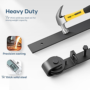 EaseLife 24" Bi-Folding Sliding Barn Door Hardware Track Kit for 2 Closet Door,Side Mount,Heavy Duty,Slide Smoothly Quietly,Easy Install,Black,No Door (Track Length 28" for Double 12" Wide Door)