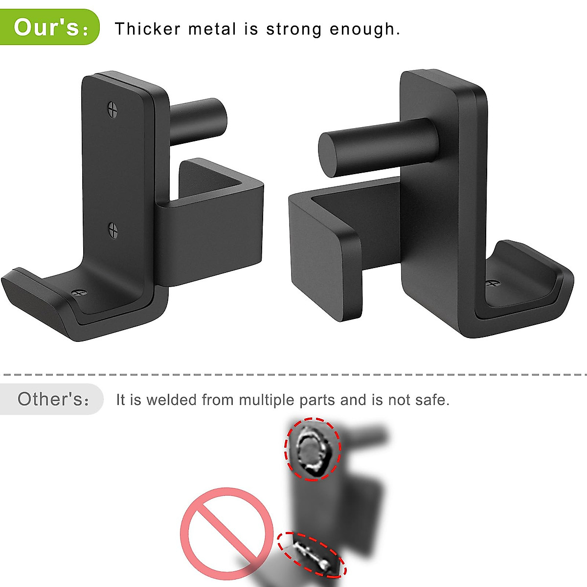 Kipika J-Hooks - Heavy Duty Steel Hooks for 2" x 2" Square Tube Power Cages with 1’’ Hole - Set of 2