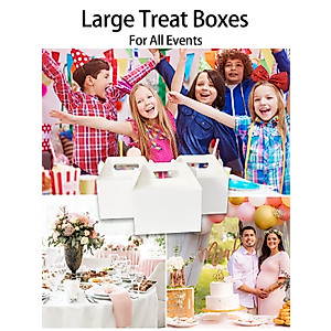 Happyhiram 30 CT Large Welcome Boxes with Handles White, 9x6x6 Gable Gift Easter Boxes Cardboard Paper Party Favor Boxes Barn Style Carry Out Box Recyclable Paper Gift Packaging Boxes for Food Box