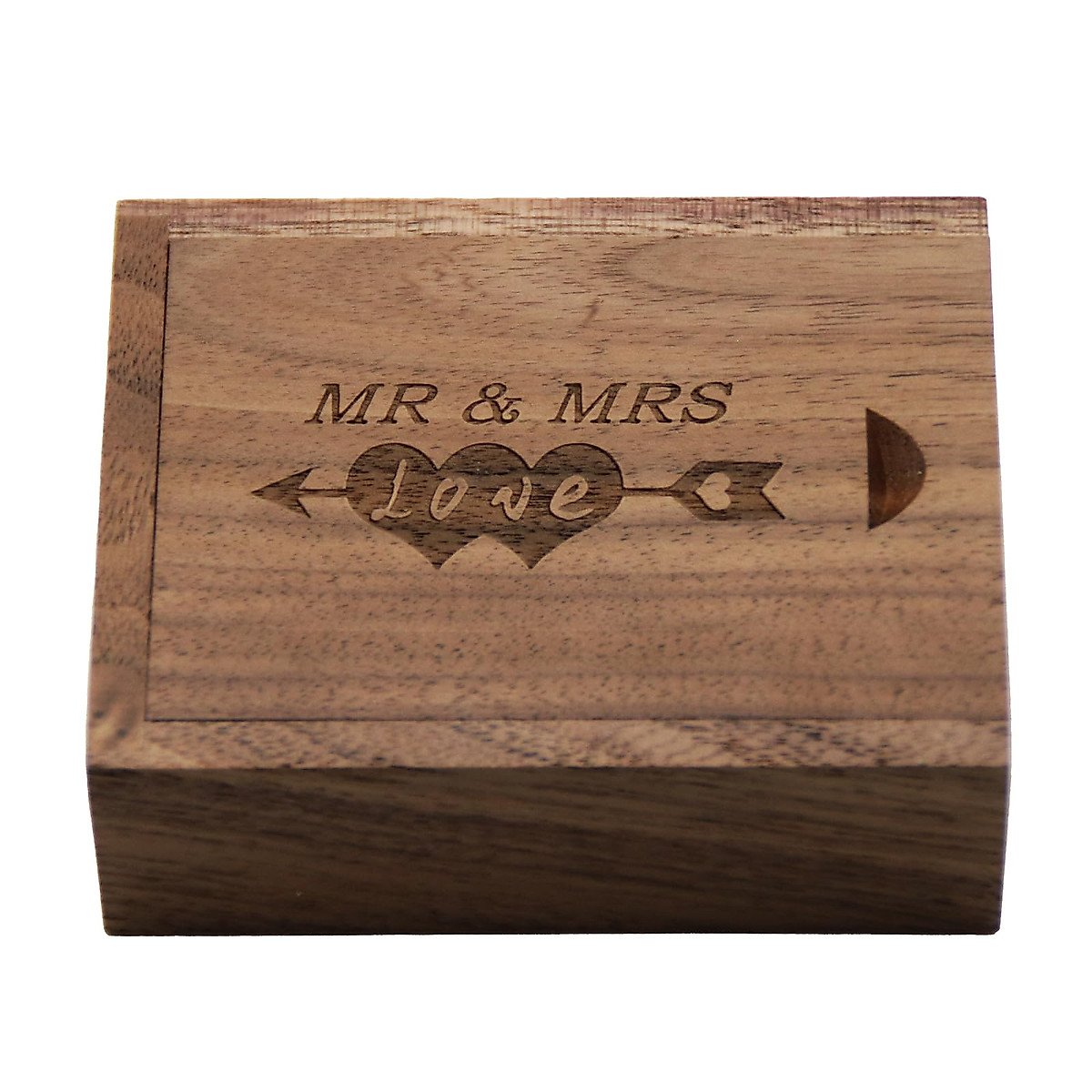 LXSINO 32GB Wood USB 3.0 Flash Drive with Laser Engraved Mr & Mrs Design - 32GB Wooden Heart Shape USB Memory Stick Thumb Drivers with Box for Wedding/Couple/Parents (Walnut 32GB)
