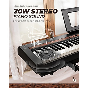 Starfavor SP-150W Digital Piano,88 Key Weighted Keyboard with Hammer Action,2x30W Speakers,200 Rhythms,238 Tones, Electric Piano Keyboard 88 Keys with Triple Pedal, Wood Grain Pattern, MIDI/USB