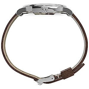 Timex x Peanuts Men's Standard 40mm Watch – Fall Silver-Tone Case Beige Dial with Tan Genuine Leather Strap