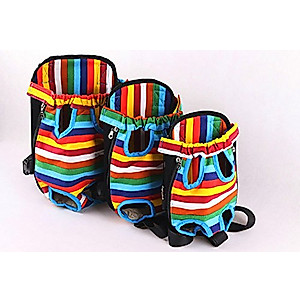 XIAOYU Pet Carrier Backpack, Adjustable, Hands-Free, Legs Out and Breathable Pet Dog Cat Front Carrier Backpack for Walking, Hiking, Biking Travel, Outdoor and Motorcycle, Multicolor, S