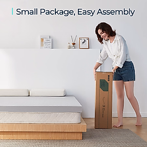 LINSY LIVING Mattress Topper Queen, 3-inch Bamboo Charcoal Infused Memory Foam Mattress Pad, Queen Size Bed Topper with Ventilated Design, CertiPUR-US Certified