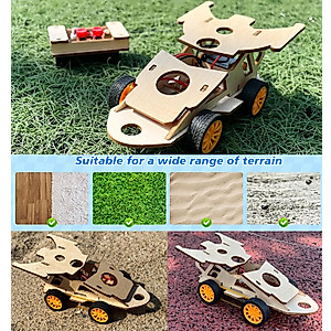 2 in 1 Science Experiment Kits for Kids,STEM Projects DIY Building Remote Control Solar Car Model Kit,3D Puzzles Wooden Motor Set,Assemble Gift Toys for Boys Girls Age 10 11 12 13 14