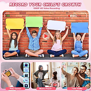 Kids Camera, Camera for Kids Boys Girls, Kids Digital Camera Toys for 6 7 8 9 Year Old Girls, HD Digital Video Cameras for Toddler, Christmas Birthday Gifts for Boys with 32GB SD Card-Pink