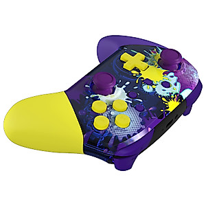 eXtremeRate Splattering Paint Faceplate Backplate Handles for Nintendo Switch Pro Controller, Replacement Hand Grip Housing Shell Buttons for Nintendo Switch Pro Controller - Controller NOT Included