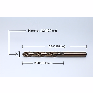 BEILI TOOLS HSS M35 Cobalt Twist Drill Bits, Pack of 5 (12.7mm, 1/2")