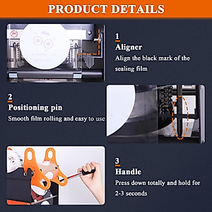 JIAWANSHUN Manual Cup Sealing Machine Electric Cup Sealer for Bubble Boba Milk Tea Cup Sealer for Height 170mm φ90mm/95mm Plastic and Paper Cup (110V)