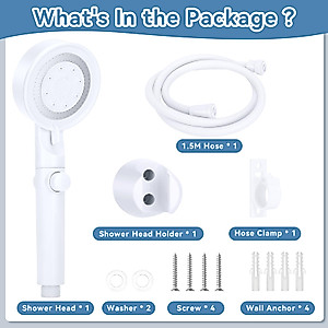 RV Shower Head with Hose, 5+1 Mode High Pressure Shower Head Replacement with On/Off Switch, Water Saving Motorhome Shower Head, Shower Head for RV/Campervan, Caravan