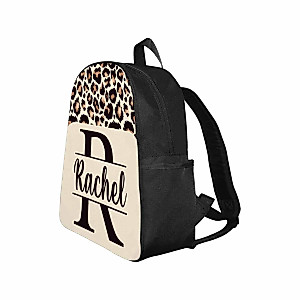 Artsadd Custom Laptop Backpack With Name, Personalized Leopard Backpack, Customized Monogrammed Daypack Handbag Shoulder Bag for Unisex Hiking Camping Work Shopping