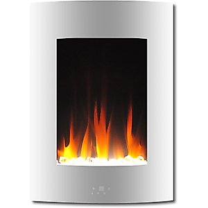 Cambridge 19.5" Curved Vertical Color Changing Wall Mount Electric Fireplace with Crystal LED Display, Remote