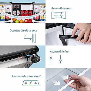 4.5 Cu.Ft Compact Fridge Mini Refrigerator with Freezer Small Refrigerator Auto Defrost,Super Quiet,6 Adjustable Mechanical Thermostat,Energy Saving,LED Inside for Room Dorm Office (Black)