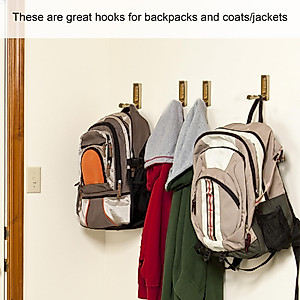 macikwon Foldable Gold Wall Hooks,Heavy Duty Wall Hooks for Hanging Coats Towels Backpacks Bags Brushed Gold Towel Hooks in The Bathroom,Closet,Entryway,Pool and Kitchen.(Gold, 4)