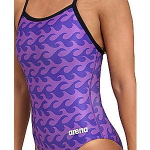 Arena Women's Standard Performance Ride The Wave Swimsuit, Black-Team Purple