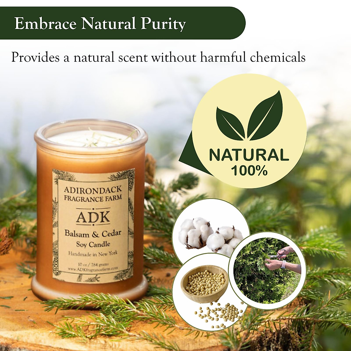 ADK Balsam & Cedar Scented Candle, 20 Oz Natural Aromatherapy Candle for Home Decor & Kitchen Décor, Relaxing Plant-Based Wax Candles for Christmas Gift