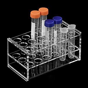 GSHLLO 18 Holes Acrylic Test Tube Holder Clear Test Tube Rack Tube Vial Holder Rack Make up Brushes Drying Rack Test Tube Display Stand for 10ml 15ml Test Tubes