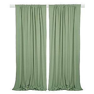 SHERWAY 2 Panels 4.8 Feet x 10 Feet Sage Green Photography Backdrop Drapes, Thick Polyester Window Curtain for Wedding Party Ceremony Stage Decoration