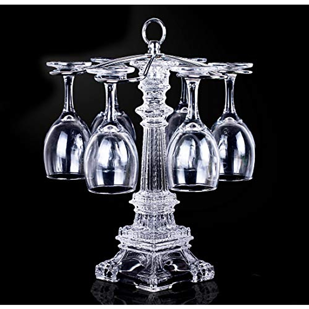 XINDAM 6 Hook Design Tabletop Glass Eiffel Tower Stemware Rack/Rotate 6 Wine Glass Storage Holder Stand Air Drying Rack