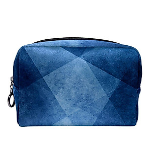 TBOUOBT Gifts for Men Women Makeup Bags Toiletry Pouch Small Cosmetic Bags, Navy Blue Geometric Pattern Modern
