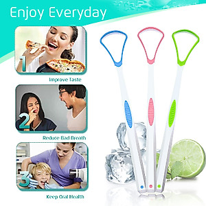 4pcs Tongue Scraper, Tongue Cleaners (1 pcs Stainless Steel, Red Blue Green silicone tounge scrappers), Reduce Bad Breath (Medical Grade), 100% BPA Free Metal Tongue Scrapers Fresh Breath fastly