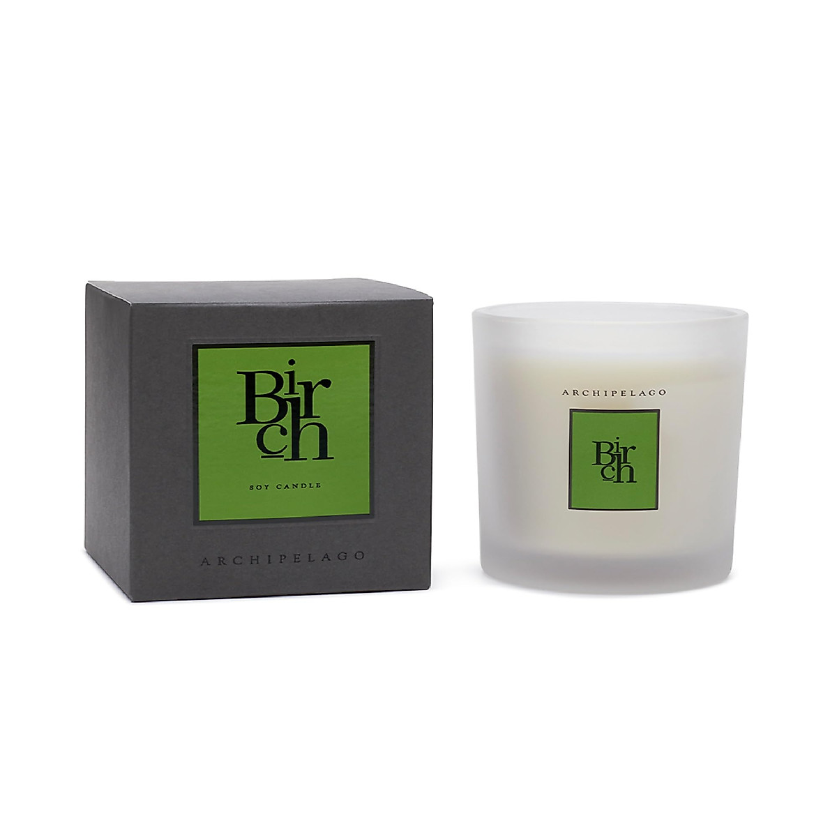 Archipelago Botanicals Hand-Poured Soy Wax Blend Scented Candle with Fragrance Oils, Lead-Free Cotton Wicks, Glass Candle Jar with Gift Box, Burns Approx. 60 Hours, Birch, 10 Oz.