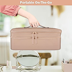 SITHON Double-Layer Travel Carrying Case for Revlon One-Step Hair Dryer/Volumizer/Styler, Water Resistant Storage Organizer Bag Compatible with Shark FlexStyle Attachment (Bag Only), (Rose Gold)