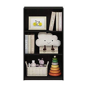 Furinno Basic 3-Tier Bookcase/Bookshelf/Storage Shelves, Dark Espresso