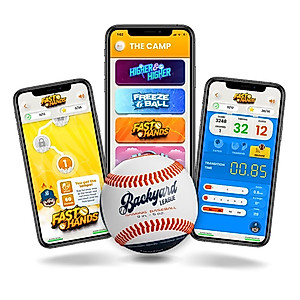 Playfinity Backyard League Gaming Baseball for Kids | Real Baseball with Sensors and App | Play, Train, Analyze and Connect with Others. Measures Throw Power, Glove Movement and More!