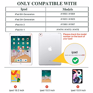 Vimorco Slim Case for ipad 5th/6th Generation 9.7 inch 2017/2018,ipad air 1/2 Case, Shockproof PU Leather Adjustable Stand Cover for Apple ipad 5/6 Gen, Hummingbirds & Flowers