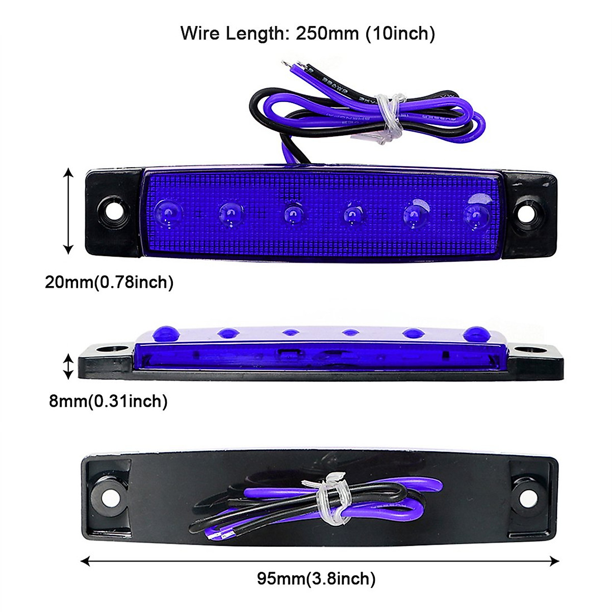 Shangyuan Interior Marine Strip Lights, 6 Led Utility Strips, White Led Courtesy Light, 12v Led ,Marine Interior Lights, Boat Interior Led Lights, Blue, 6PCS