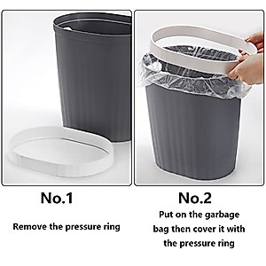 ZENFUN 2 Pack 4.7 Gallon Plastic Slim Trash Can with Press Ring, Narrow Garbage Bin Wastebasket Garbage Container Bin with Handles for Living Room, Bathroom, Kitchen, Office, Grey & Black