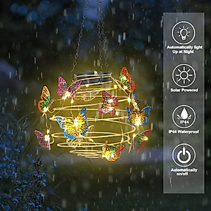 Newinhome 2 Pack Hanging Solar Lights Metal Peacock Garden Table Decor, Outdoor Waterproof Peacock Decorative Solar Lantern for Yard Lawn Patio Backyard Countryard