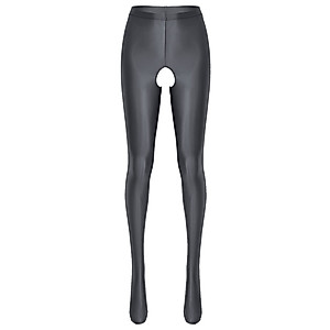 TiaoBug Womens Glossy Oil Yoga Pants Tights Training Sports Fitness Leggings Pantyhose Dark Grey XX-Large