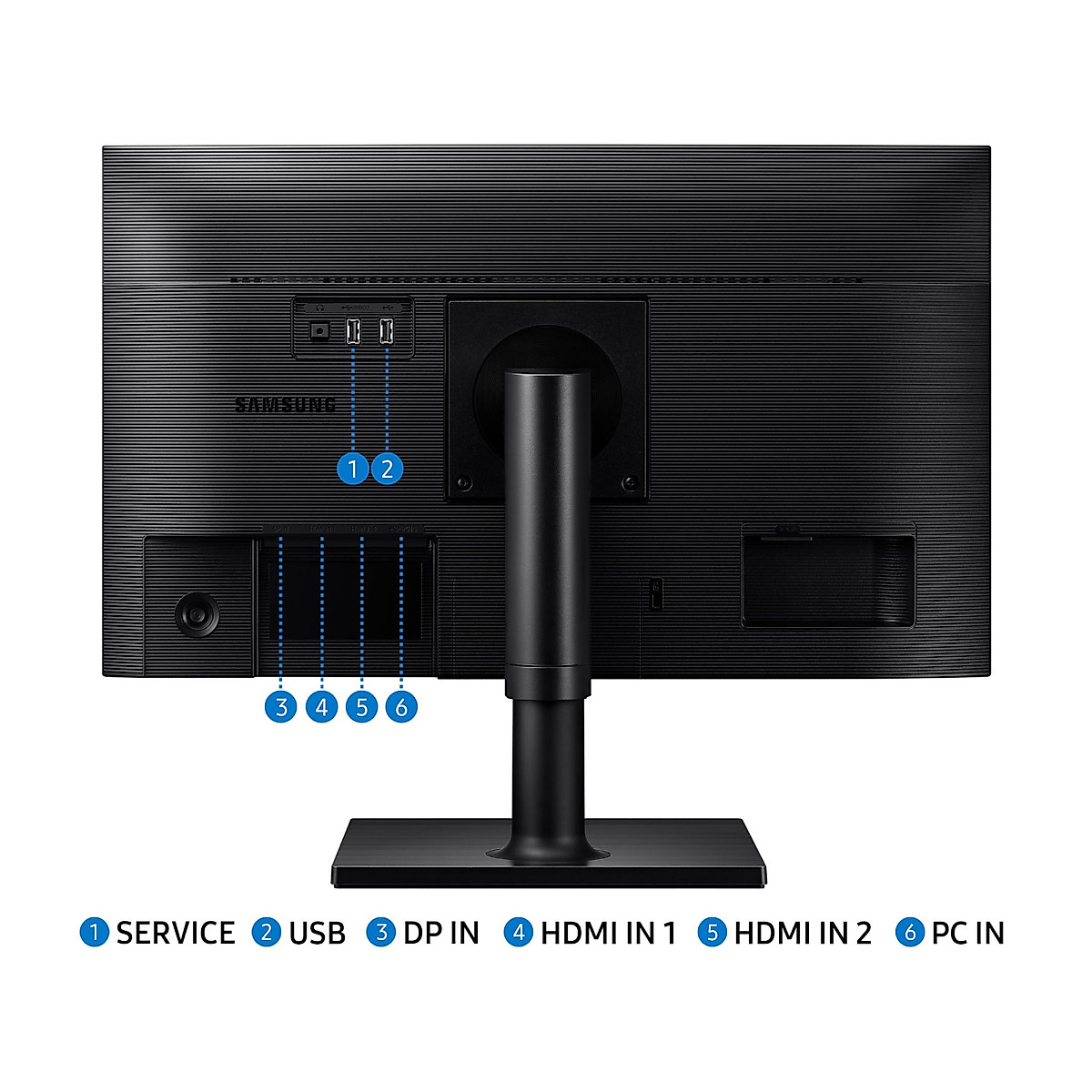 SAMSUNG FT45 Series 24-Inch FHD 1080p Computer Monitor, 75Hz, IPS Panel, HDMI, DisplayPort, USB Hub, Height Adjustable Stand, 3 Yr WRNTY (LF24T454FQNXGO),Black