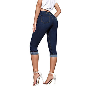 Hybrid & Company Women's Stretchy Slim Fit Denim Capri Jeans Q22880 Indigo 7