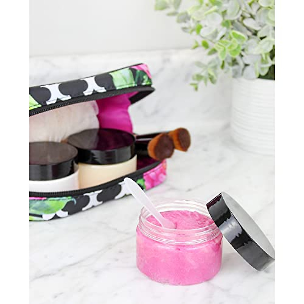 Cornucopia 4oz Clear Plastic Jars with Labels & Spatulas & Lids (12-Pack); Straight Sided PET BPA-Free Containers Great for Cosmetics, Kitchen & Gifts