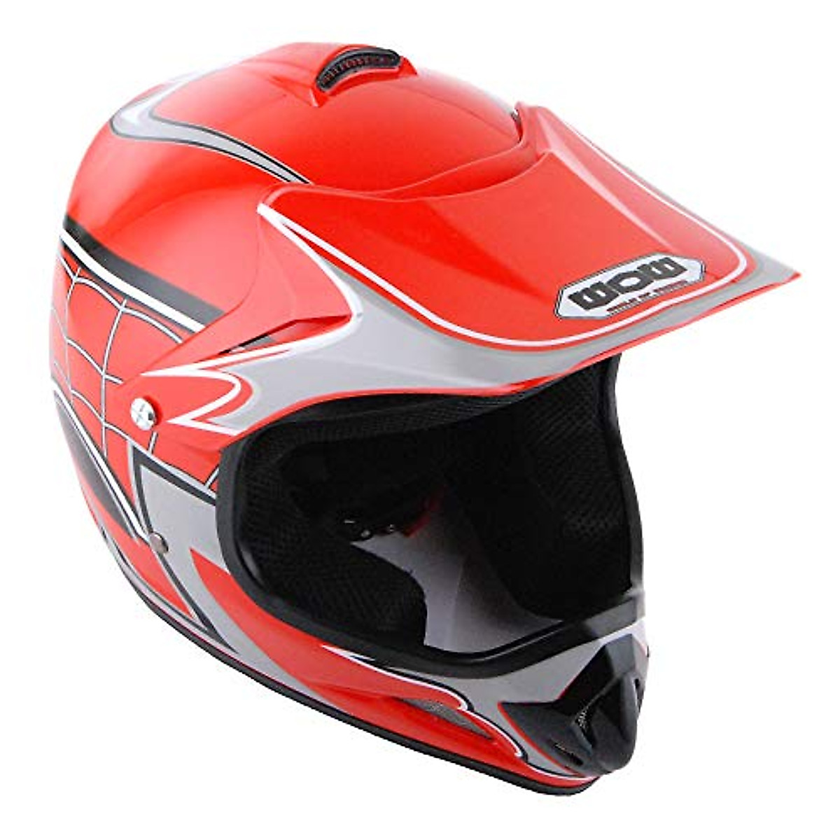 WOW Youth Kids Motocross BMX MX ATV Dirt Bike Helmet Spider Web Red