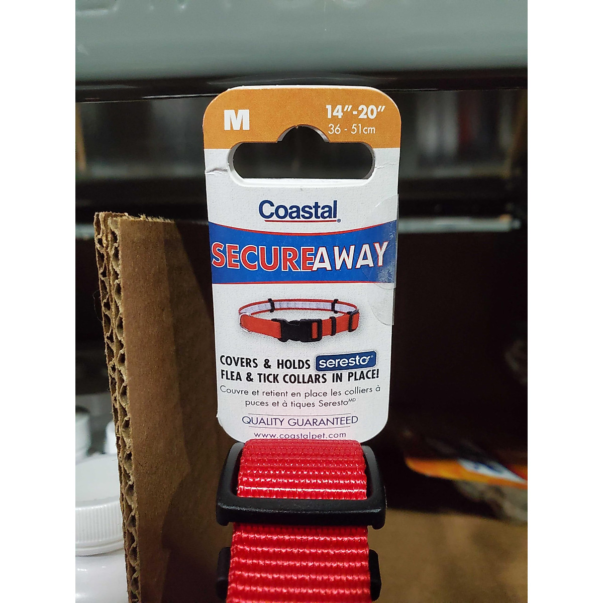 Coastal Pet SecureAway Collar Protector for Flea Collars - Dog Collar Accessory - Protective Collar for Flea Collar for Dogs - Adjustable Dog & Puppy Collar Protection - Red, 1" x 14-20"