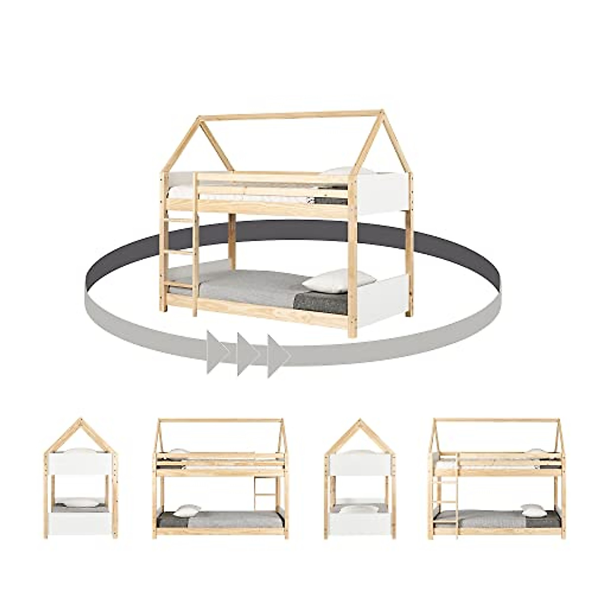 South Shore Sweedi, Twin Bunk Bed, Natural Wood