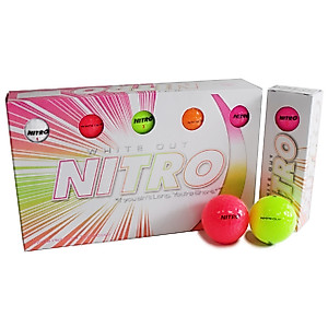 Long Distance Peak Performance Golf Balls (15PK) All Levels-Nitro White Out 70 Compression High Velocity White Hot Core Long Distance Golf Balls USGA Approved-Total of 15-Multi-color